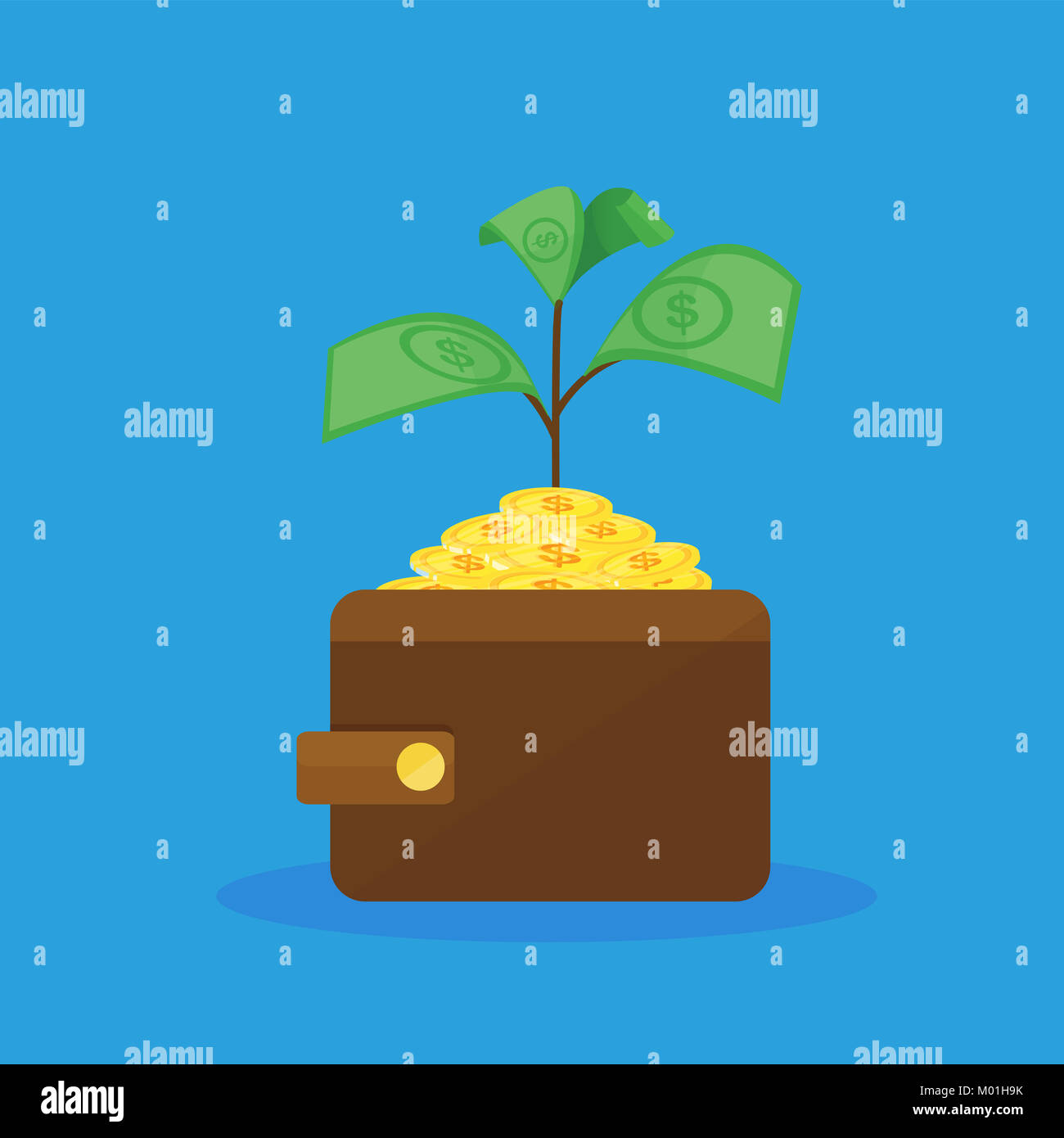 money tree in wallet about investment vector graphic background or ...