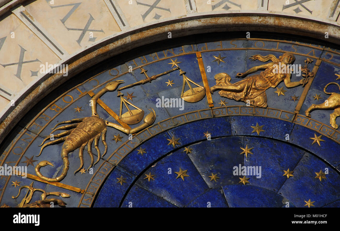 Ancient time and Astrology. Detail of Saint Mark Square renaissance ...
