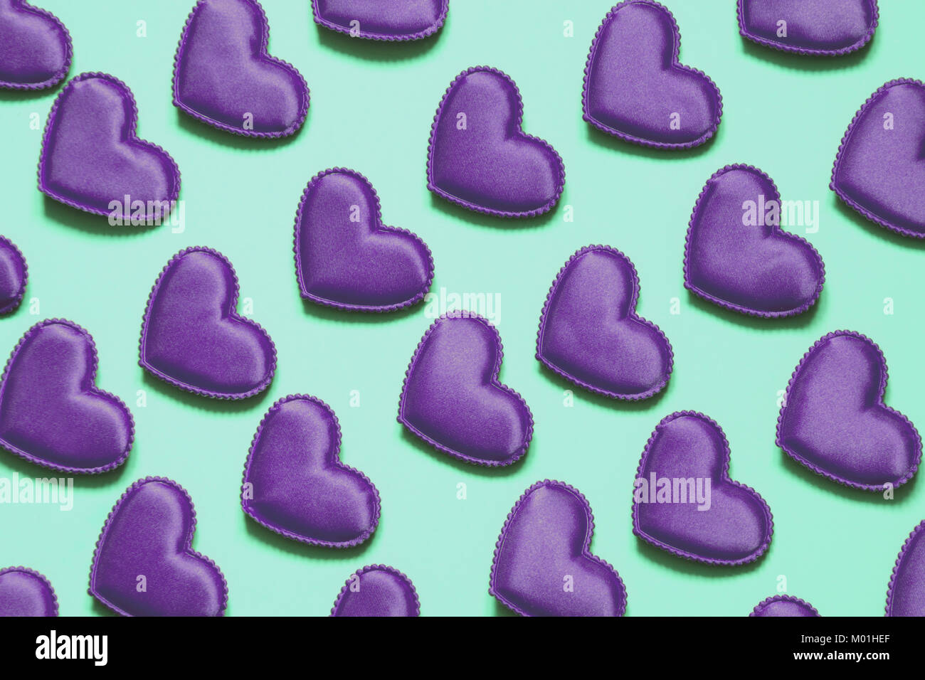 Pattern made of ultra violet hearts on blue background. Heart in ...