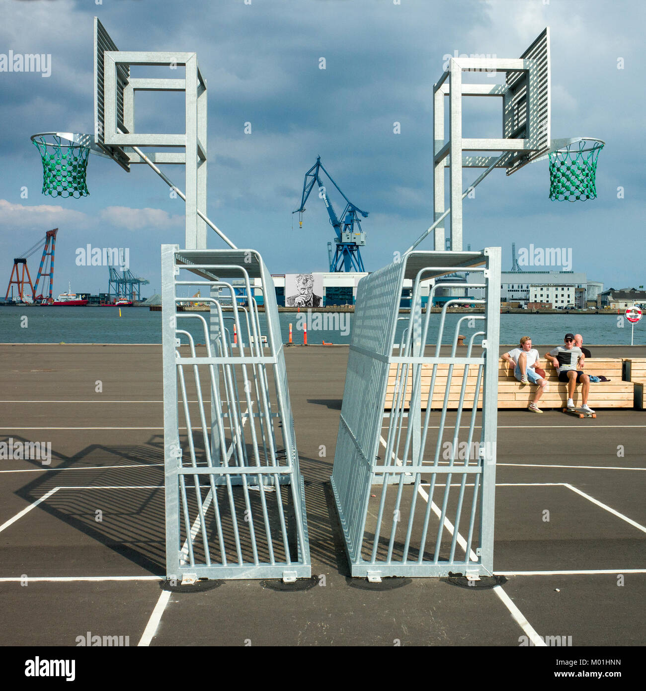 football goals combined with basketball hoops ,opposite docks Aarhus ...