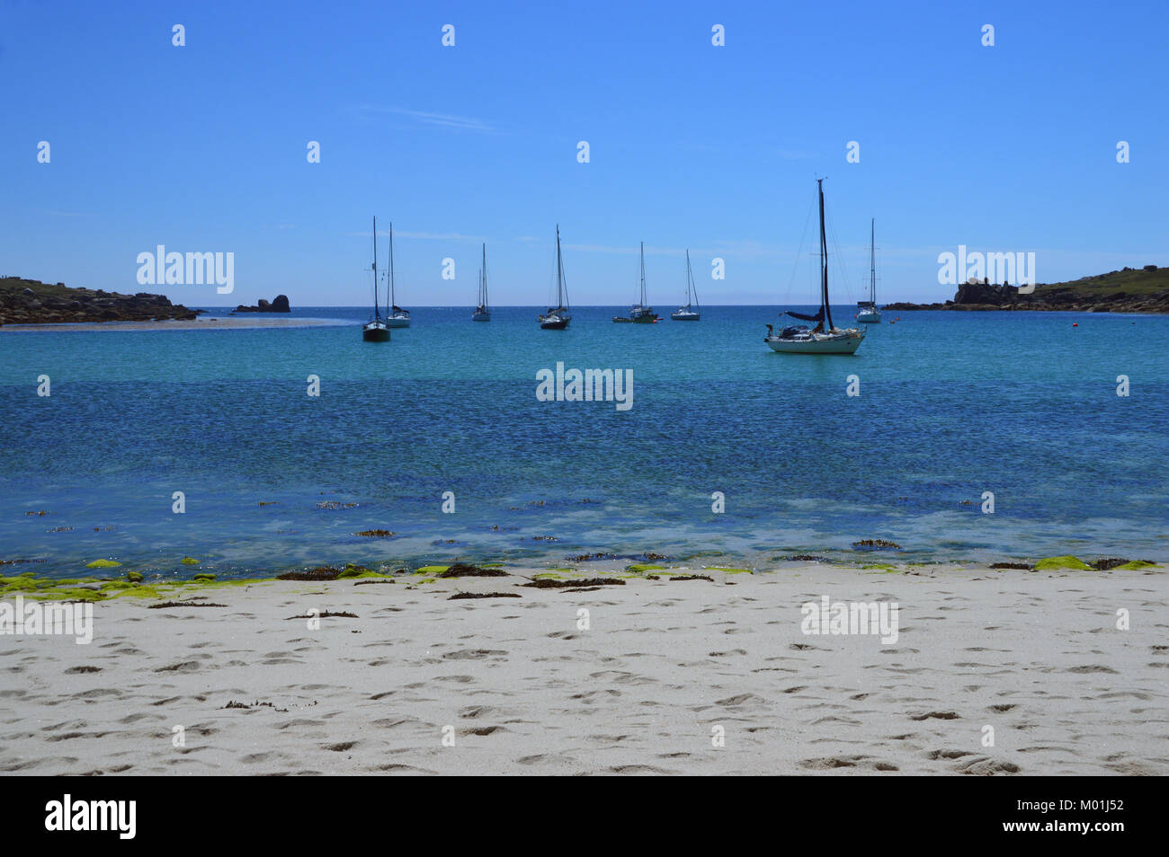Sailing Boats Anchored in The Cove from (The Bar) a Sand & Shingle ...