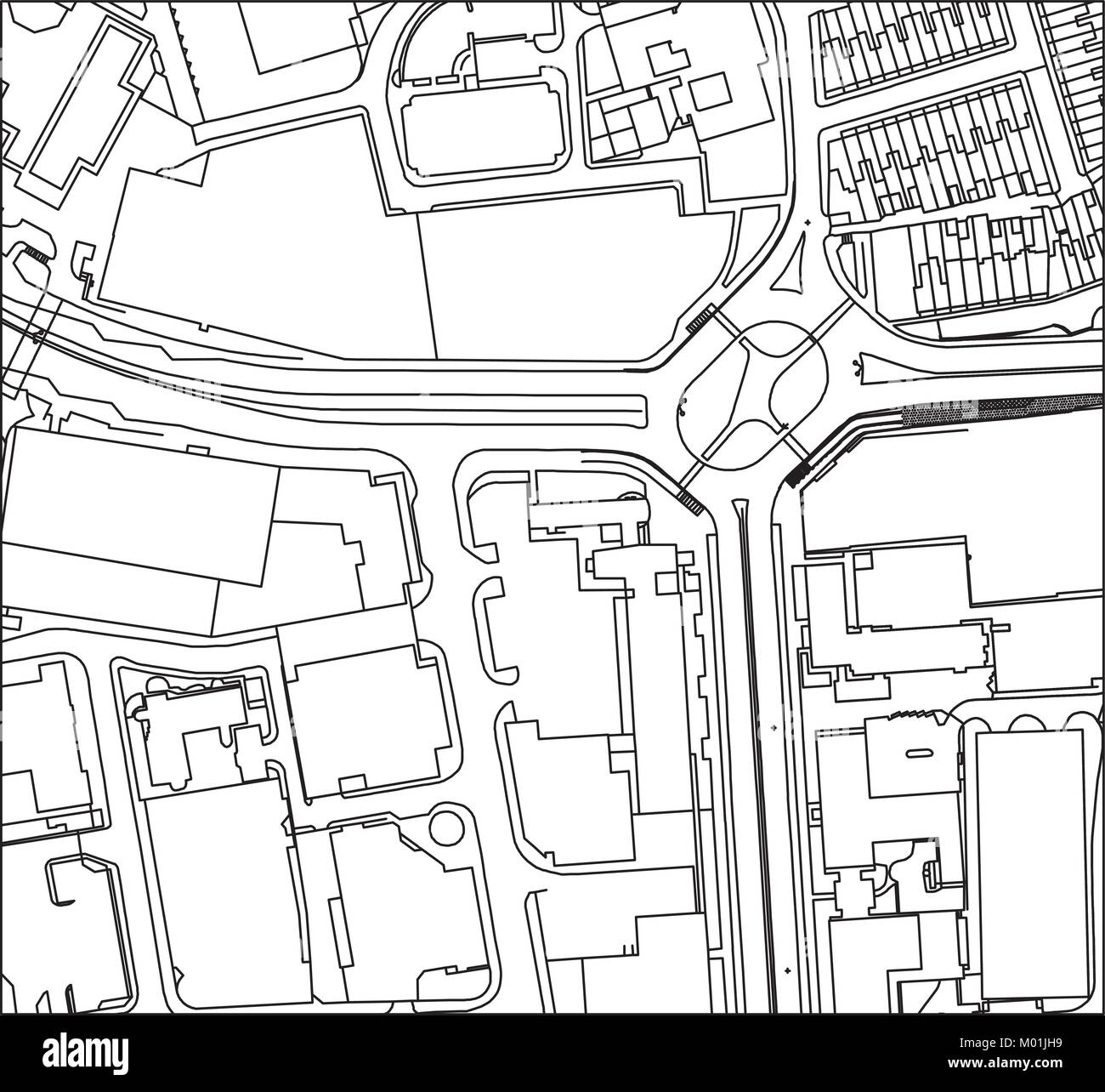 vector line drawing of a busy city or town from above Stock Vector ...