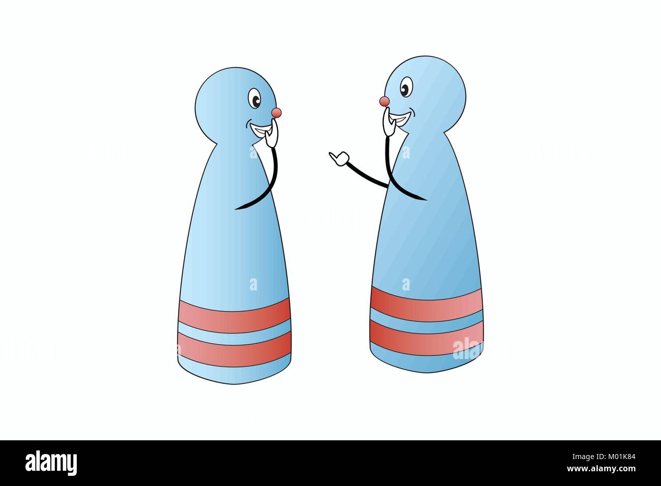 Illustration of two bowling pins making jokes about a player, vector of ...