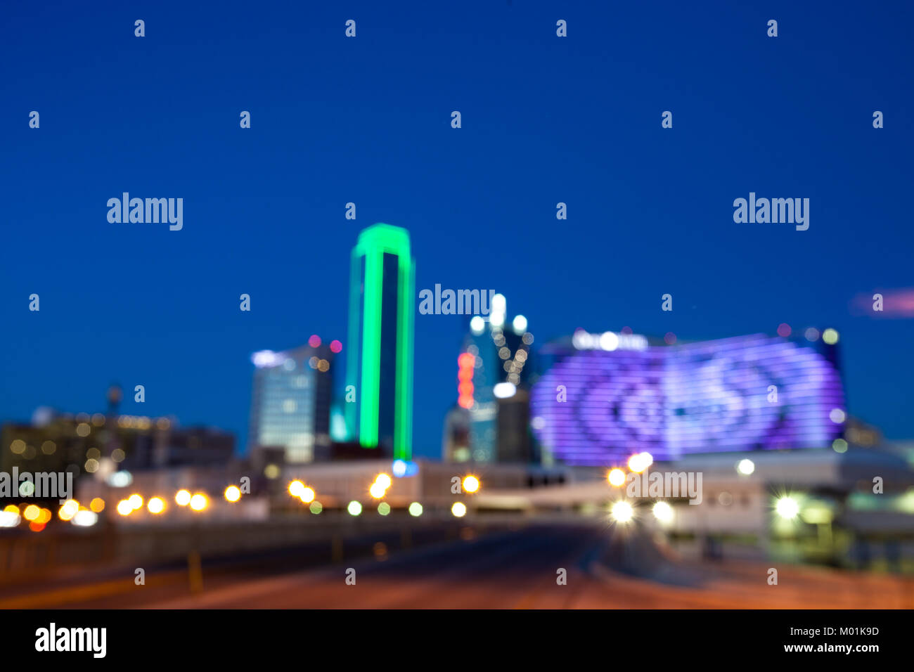 Blurred night cityscape of downtown Dallas, Texas/blurred urban ...