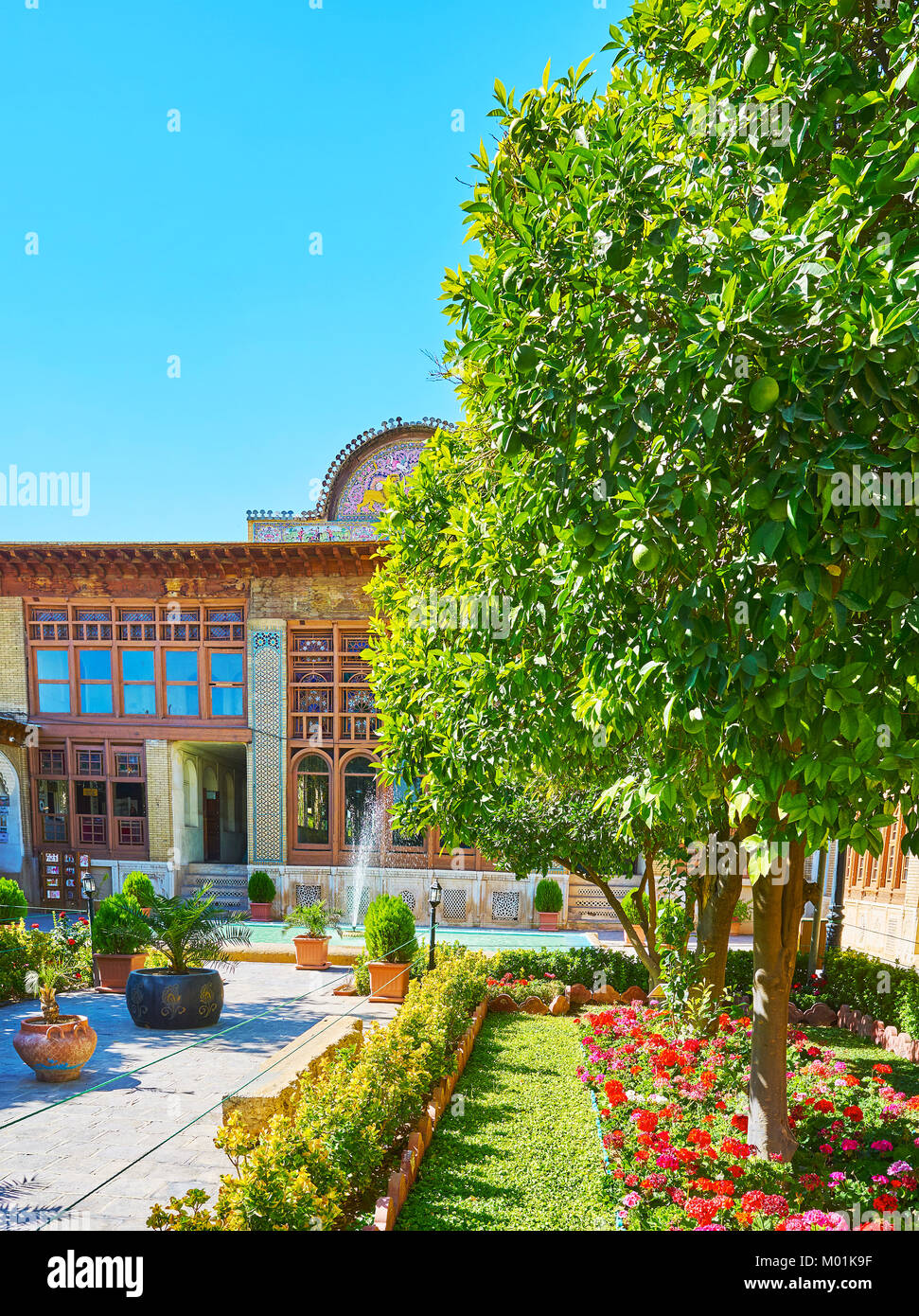 SHIRAZ, IRAN - OCTOBER 12, 2017: Zinat Ol-Molk mansion boasts scenic ...
