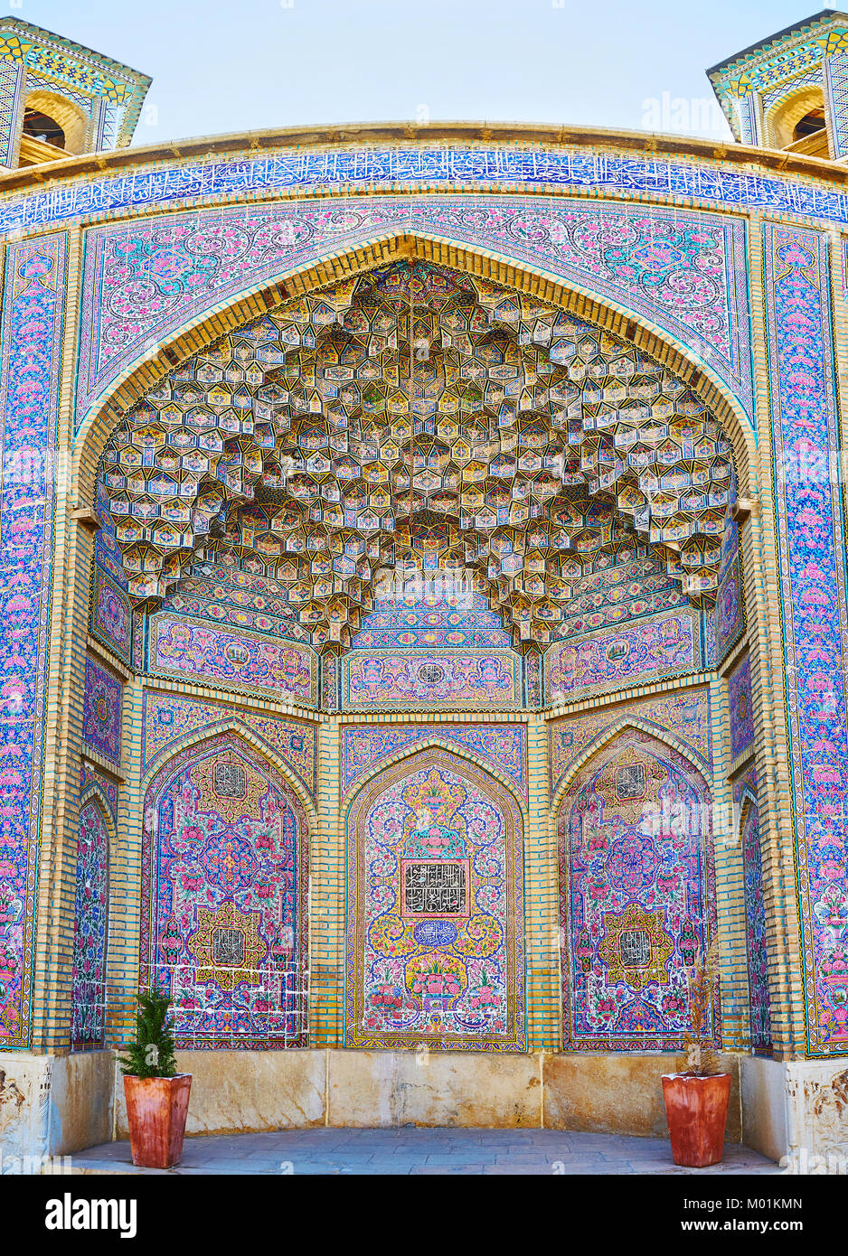 The muqarnas niche of Nasir Ol-Molk mosque decorated with floral ...