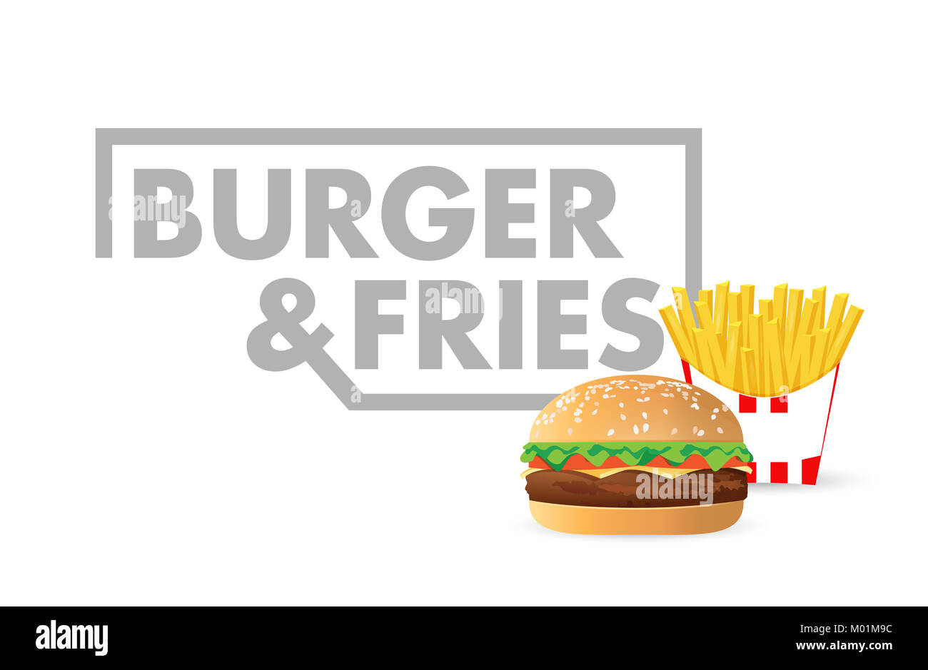 burger and french fries sign illustration isolated over a white ...