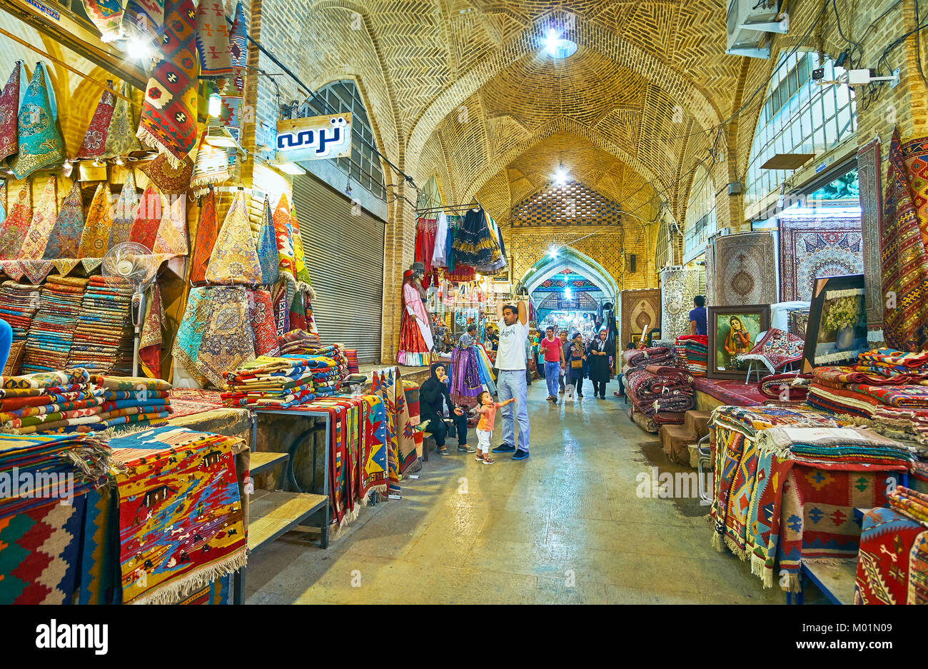 SHIRAZ, IRAN - OCTOBER 12, 2017: The carpets are the visit card of ...