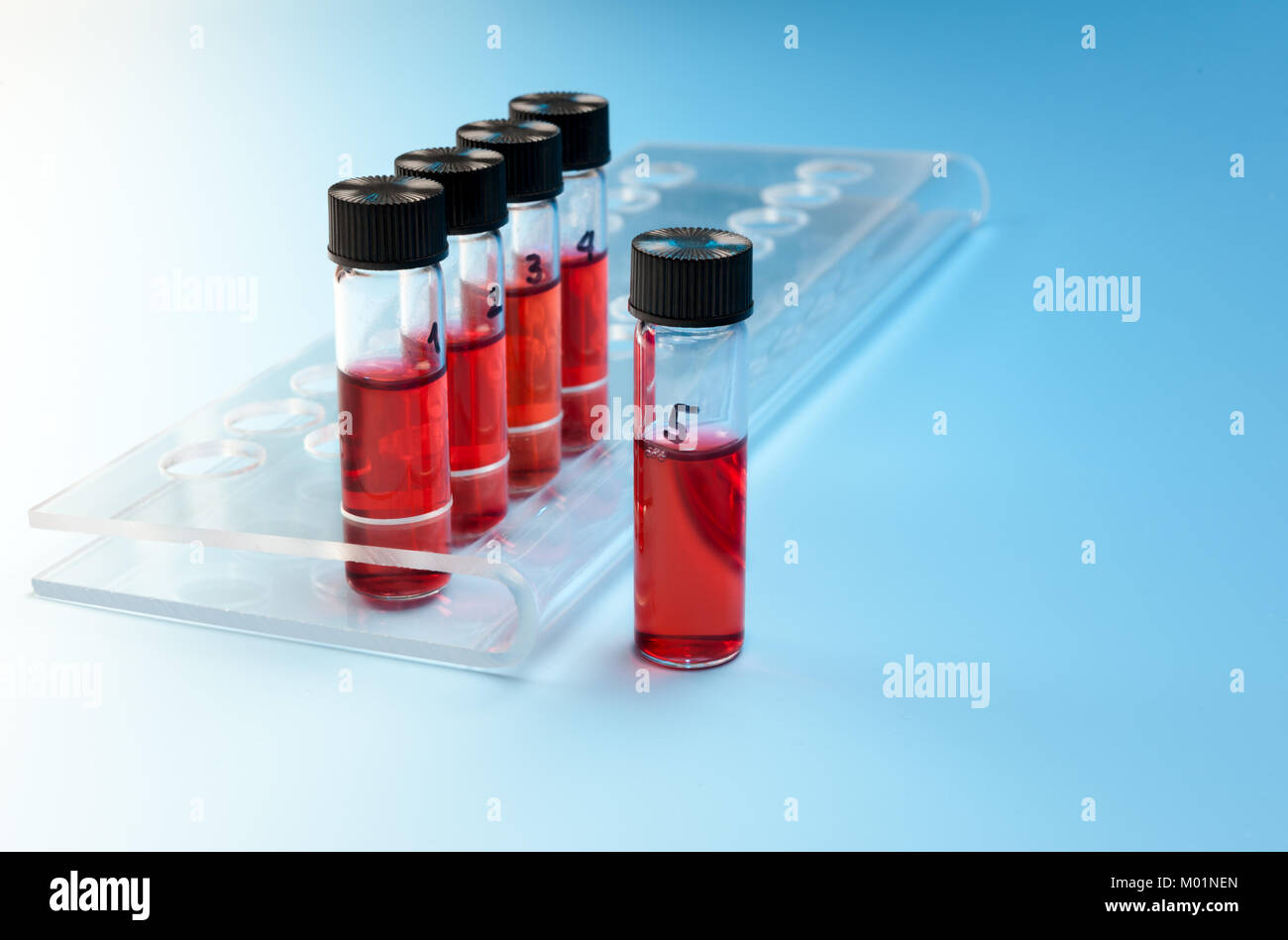 Array of biological or medical samples on blue gradient background ...