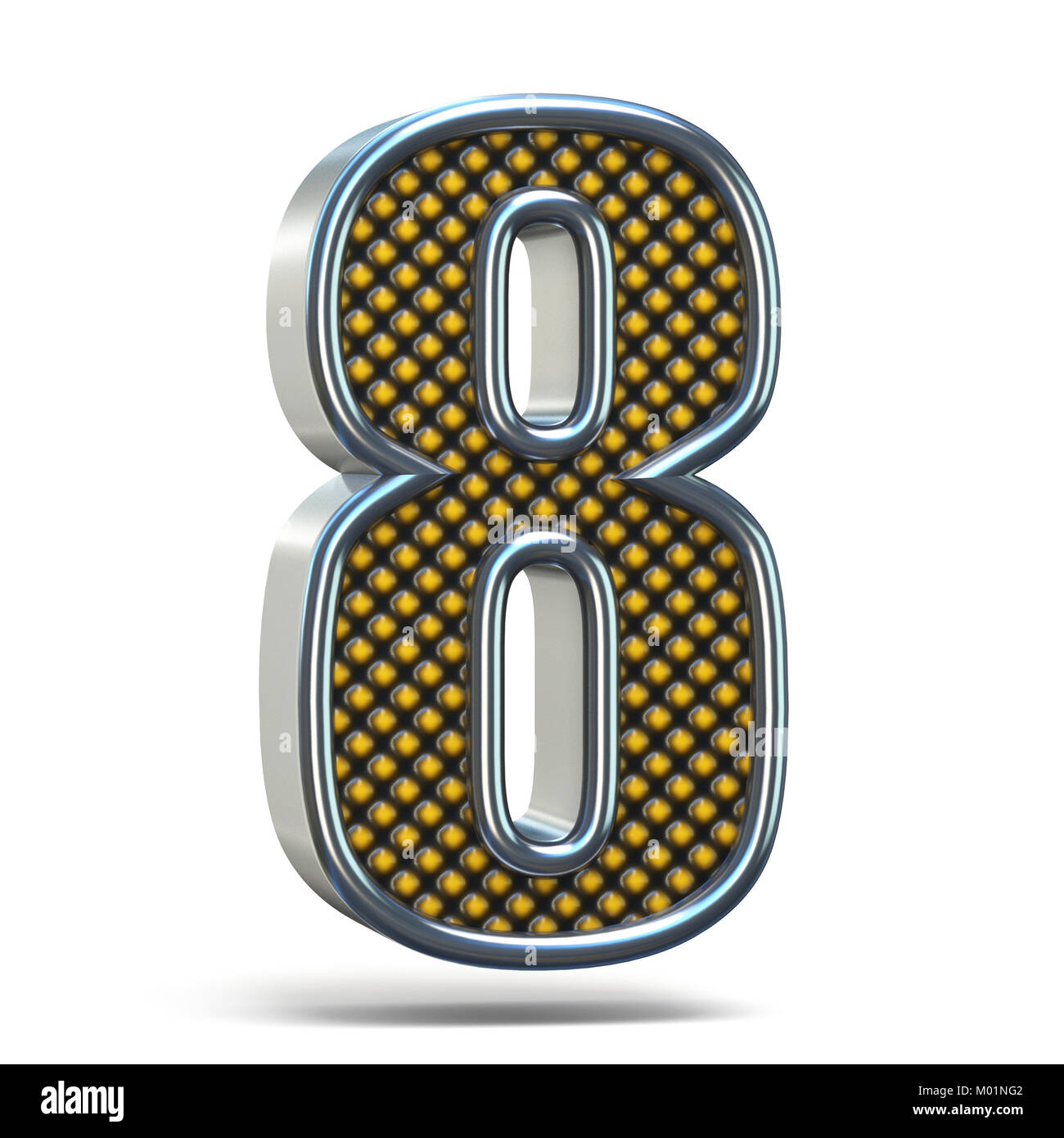 Chrome metal orange dotted font Number EIGHT 8 3D render illustration ...