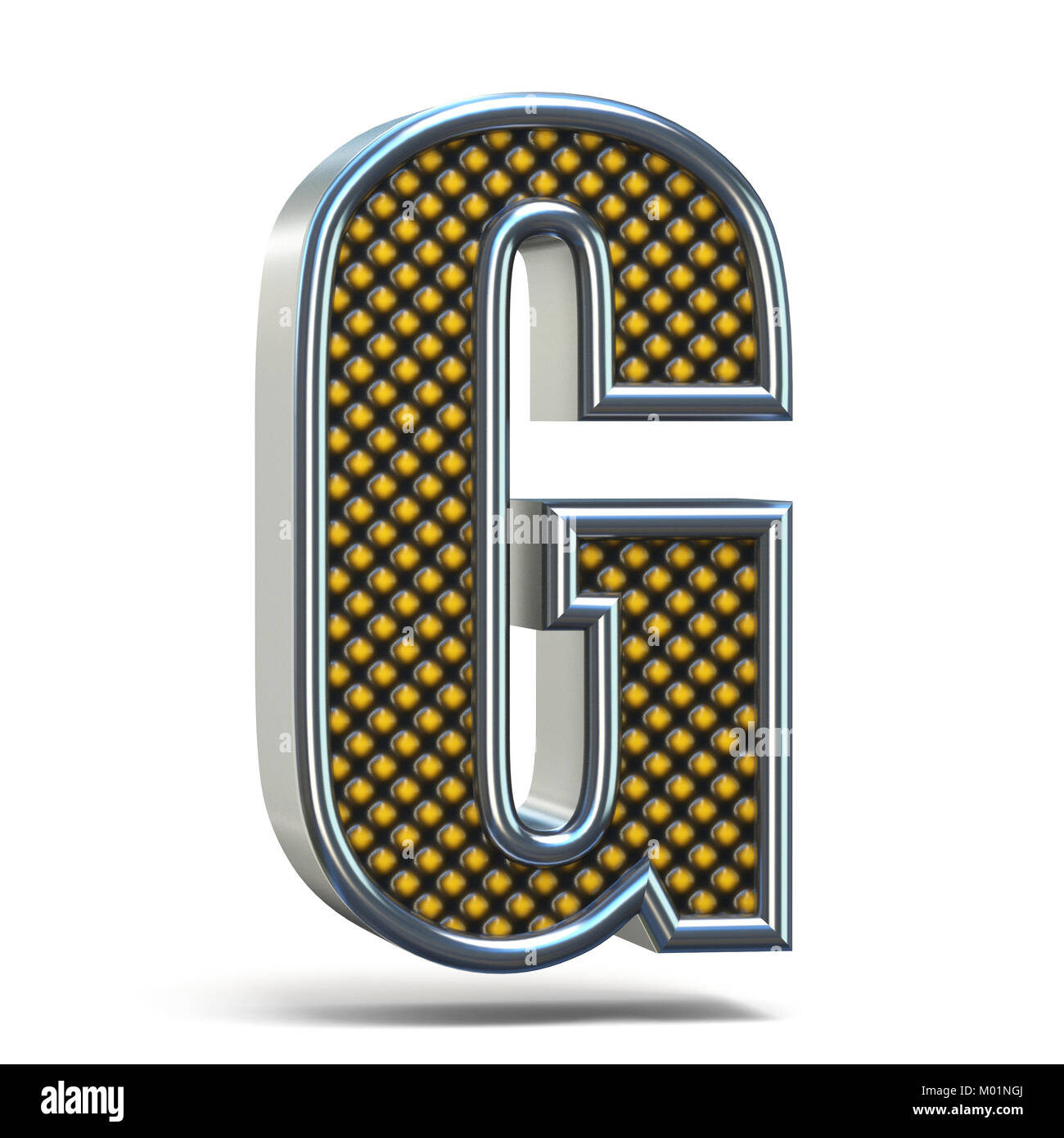 Chrome metal orange dotted font Letter G 3D render illustration ...