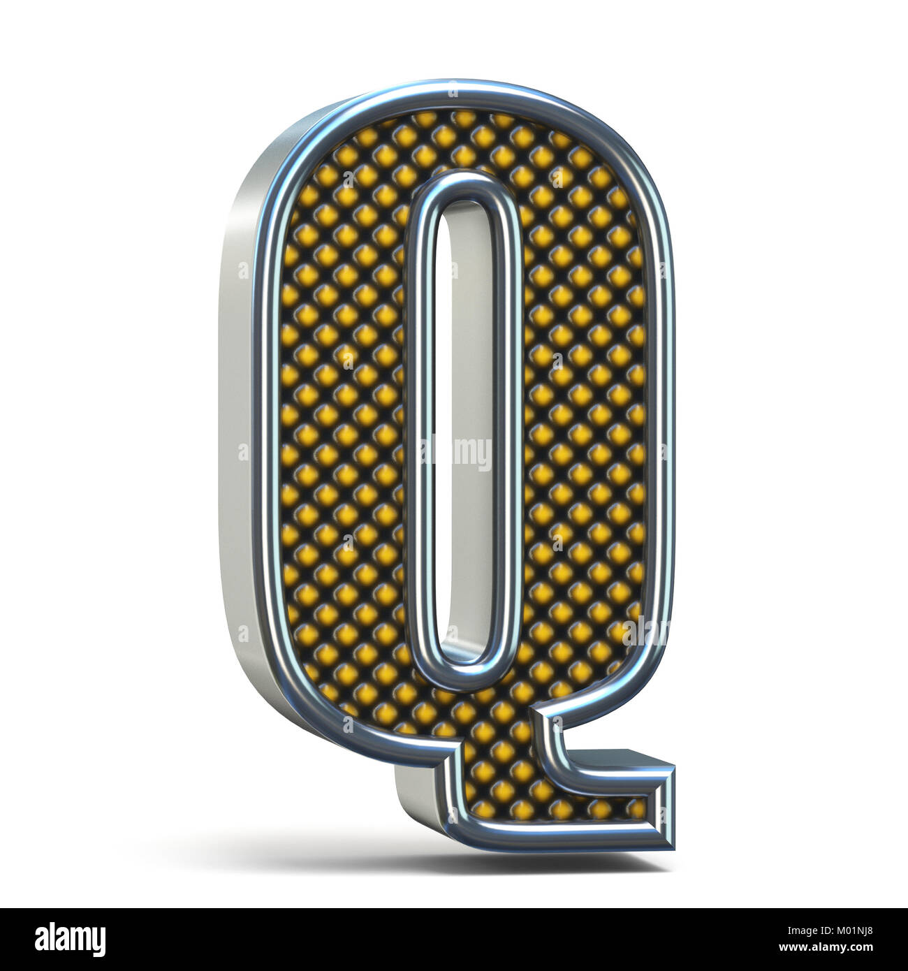 Chrome metal orange dotted font Letter Q 3D render illustration ...