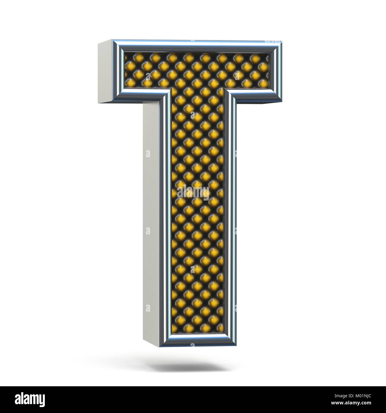 Chrome metal orange dotted font Letter T 3D render illustration ...
