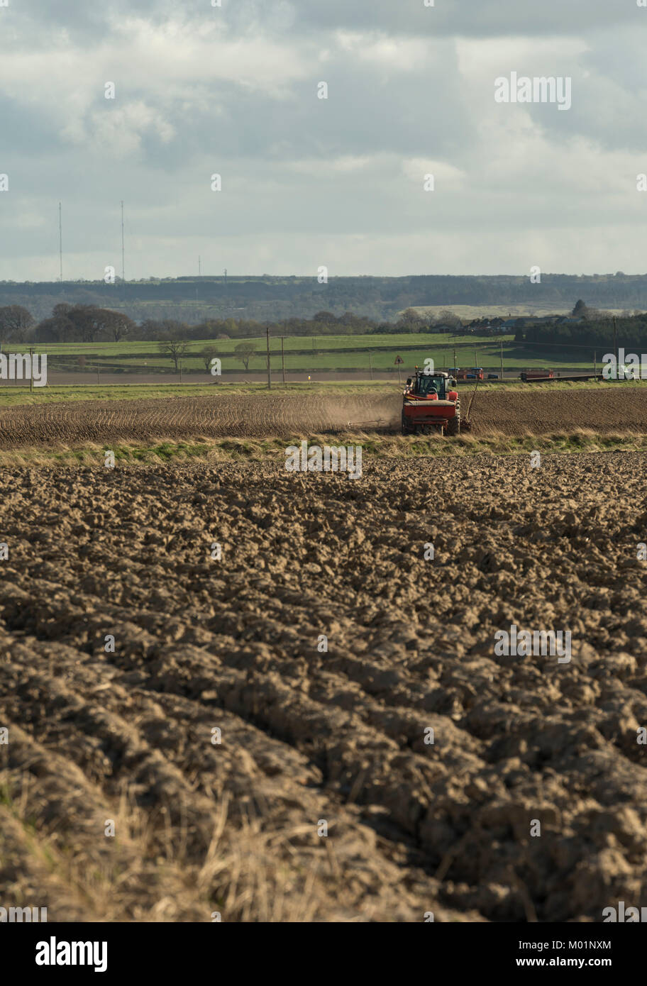 Spring soil cultivation underway in preparation for sowing, by Airth ...