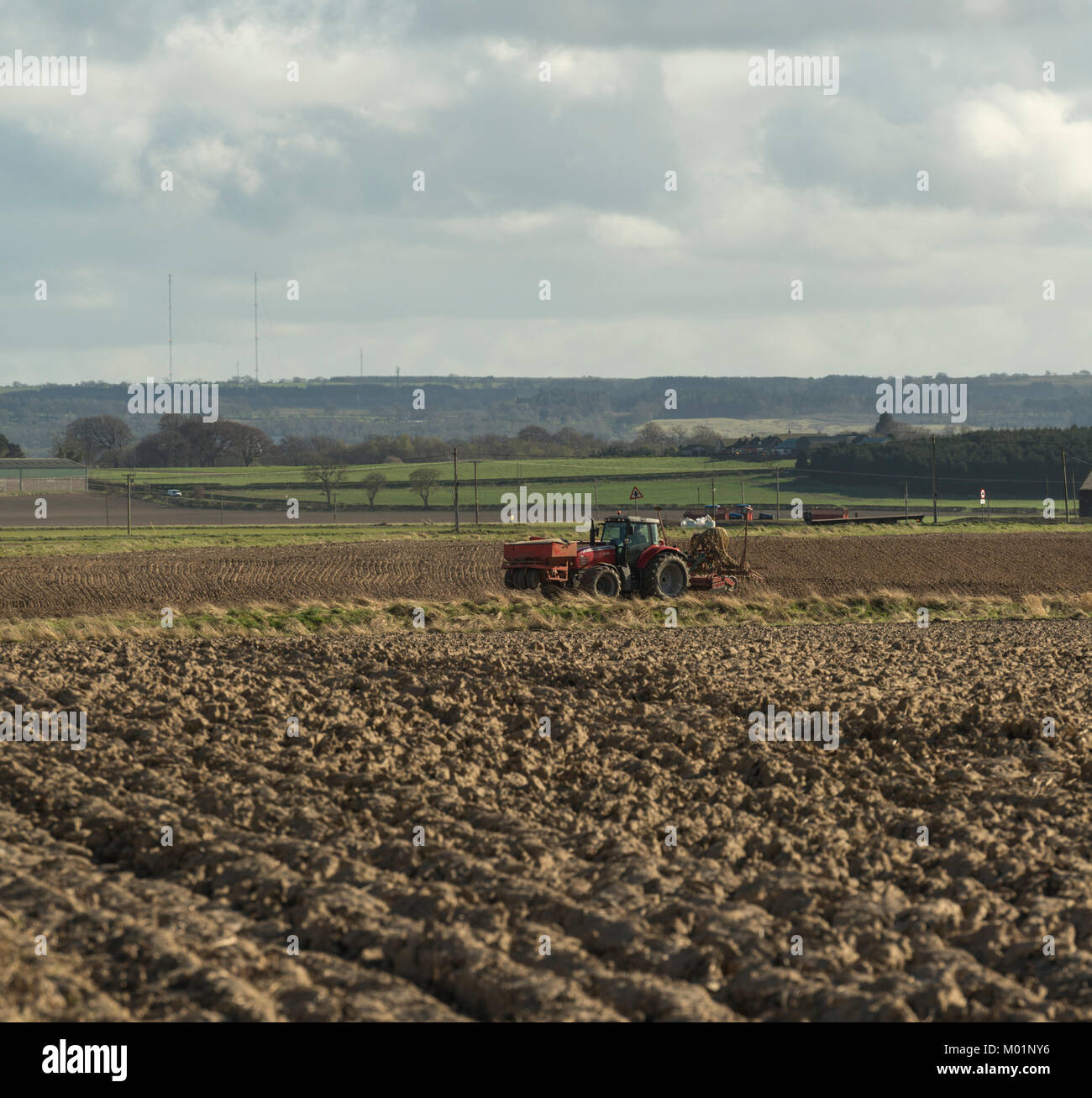 Spring soil cultivation underway in preparation for sowing, by Airth ...