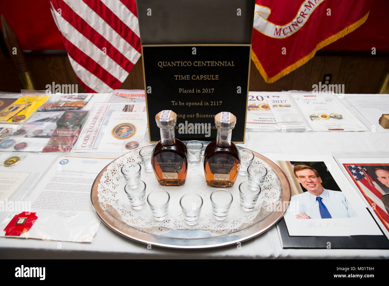 Senior leadership of Marine Corps Base Quantico (MCBQ) makes a toast to ...