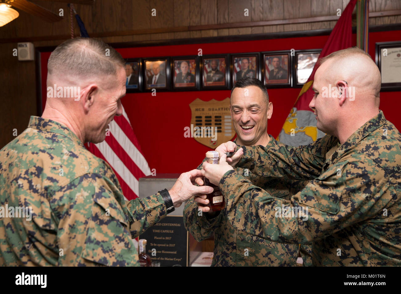 Senior leadership of Marine Corps Base Quantico (MCBQ) makes a toast to ...