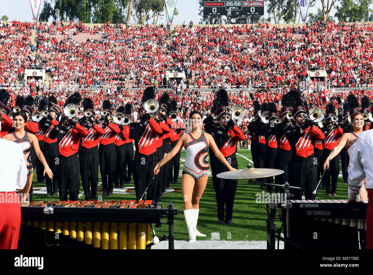 The University of Georgia band performs before the start of the Rose ...