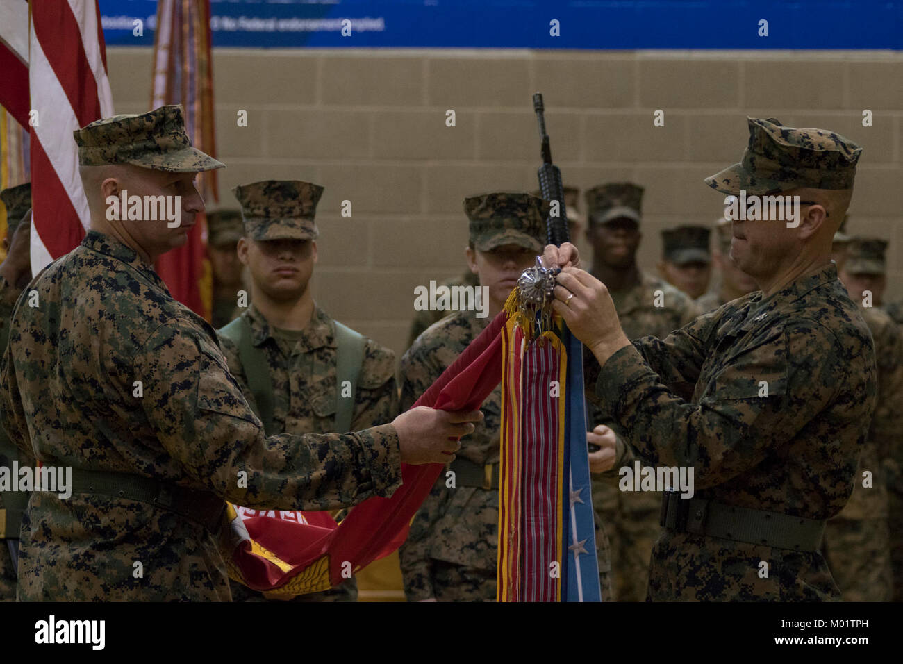 Col. Walker M. Field, commanding officer and Sgt. Maj. Stuart D. Glass ...