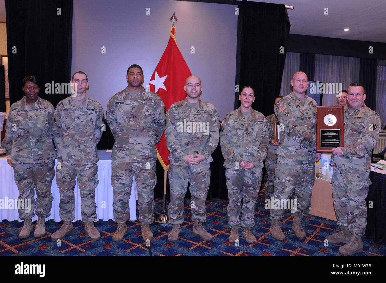 Maj. Gen. Steven A. Shapiro, commanding general, 21st Theater Sustainment Command, presents the ...