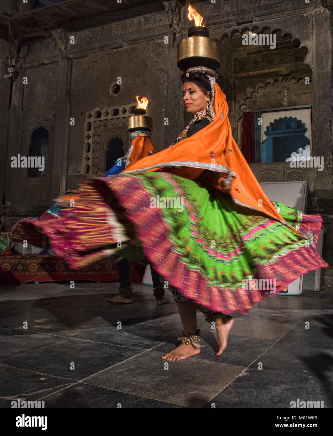 Women performing the traditional Gujjar chari dance, Udaipur, Rajasthan ...