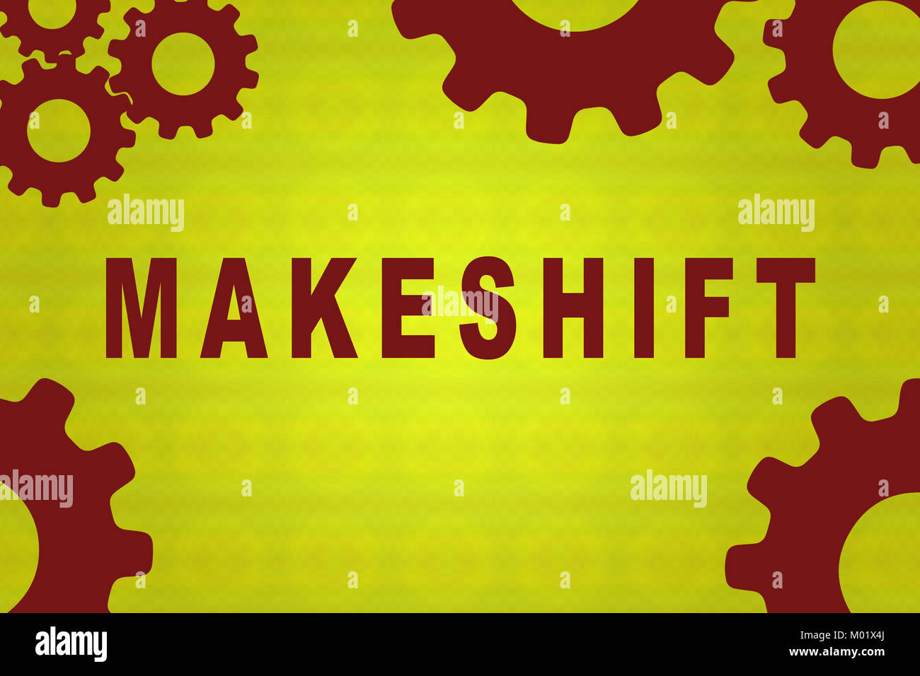 MAKESHIFT sign concept illustration with red gear wheel figures on ...