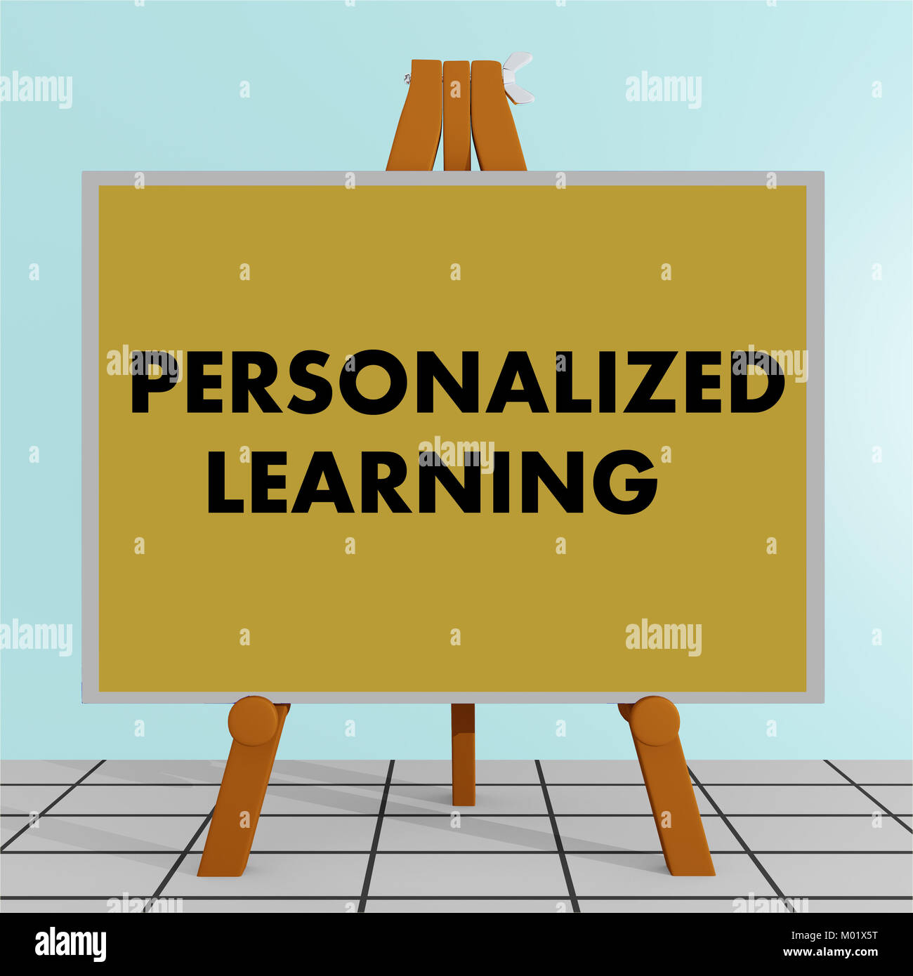3D illustration of PERSONALIZED LEARNING title on a tripod display ...