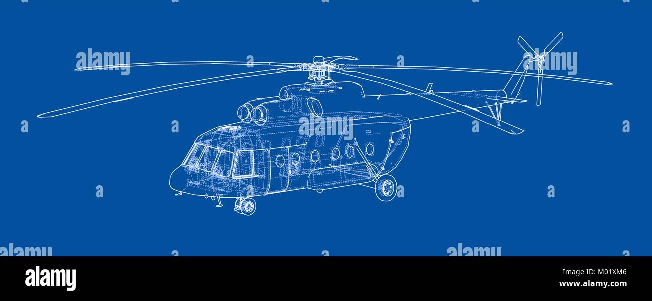 Engineering drawing of helicopter Stock Vector Image & Art - Alamy