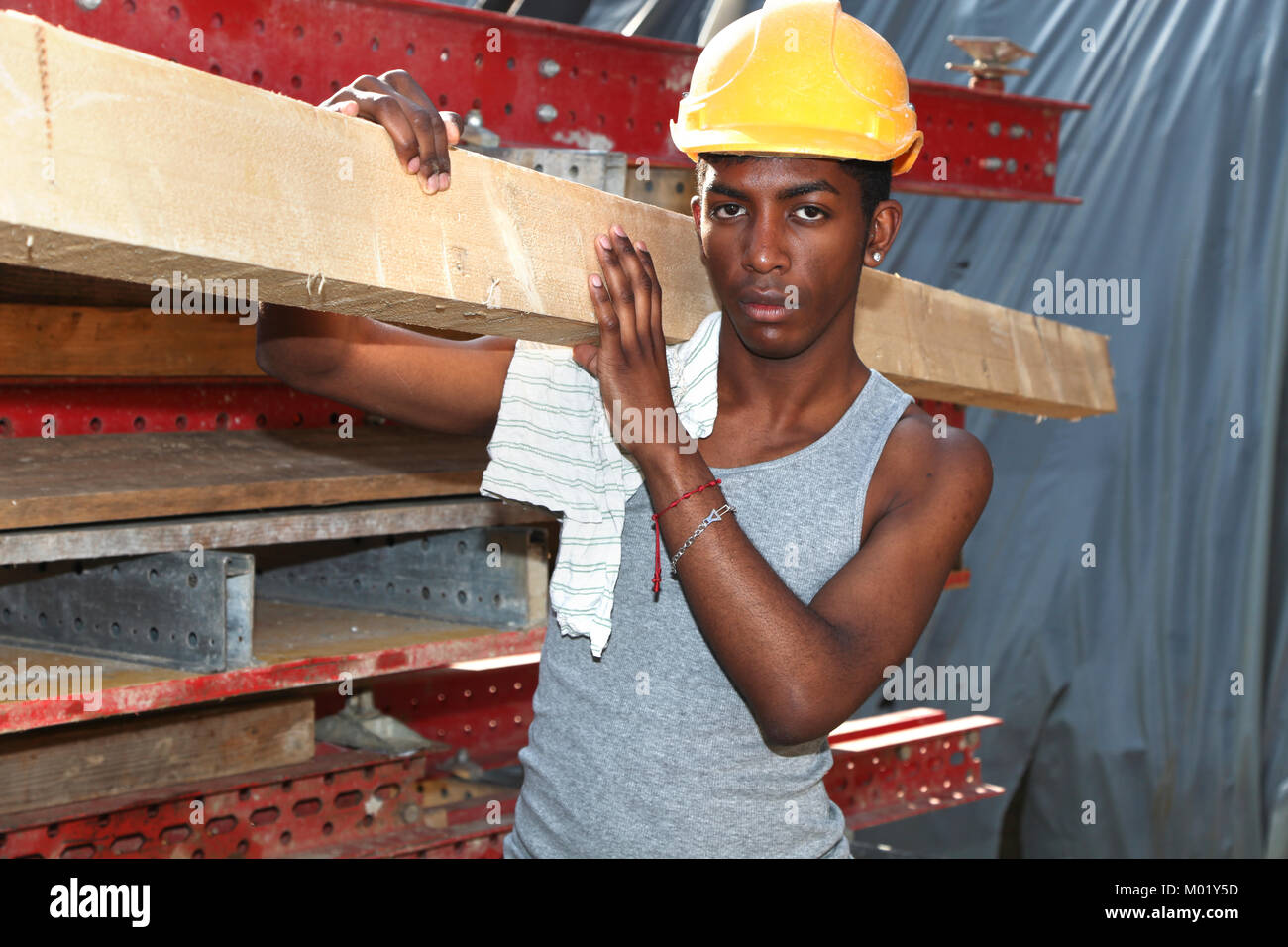 young black man working in construction site Stock Photo - Alamy