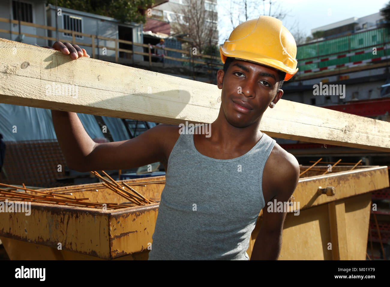 young black man working in construction site Stock Photo - Alamy