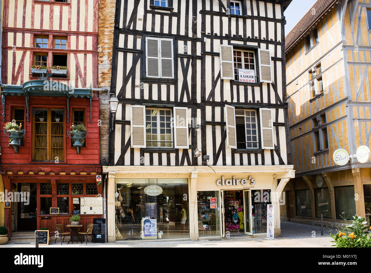 TROYES, FRANCE - JUNE 29, 2010: old half-timbered houses on Rue Emile ...