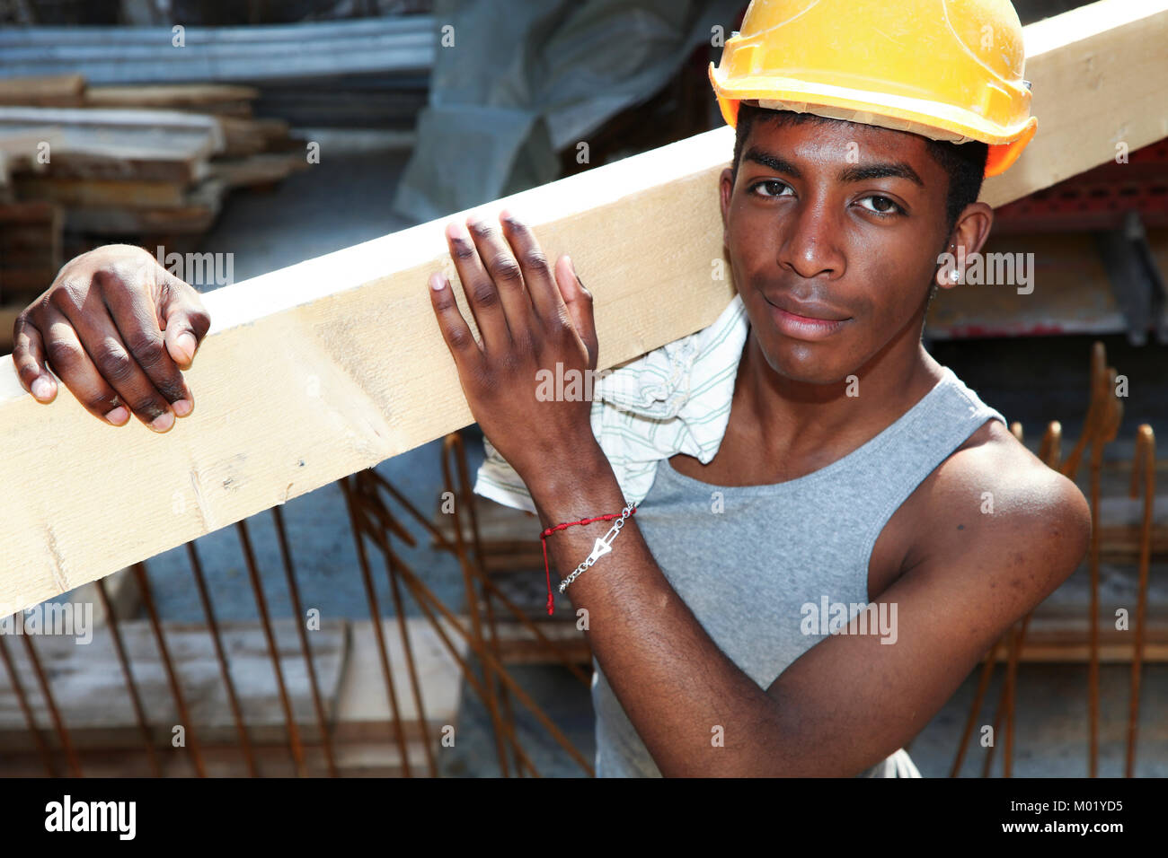 young black man working in construction site Stock Photo - Alamy