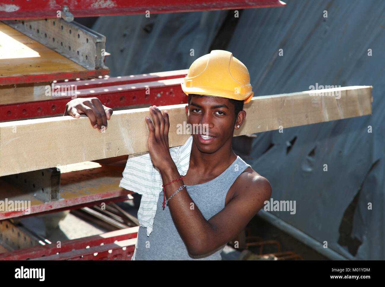 young black man working in construction site Stock Photo - Alamy