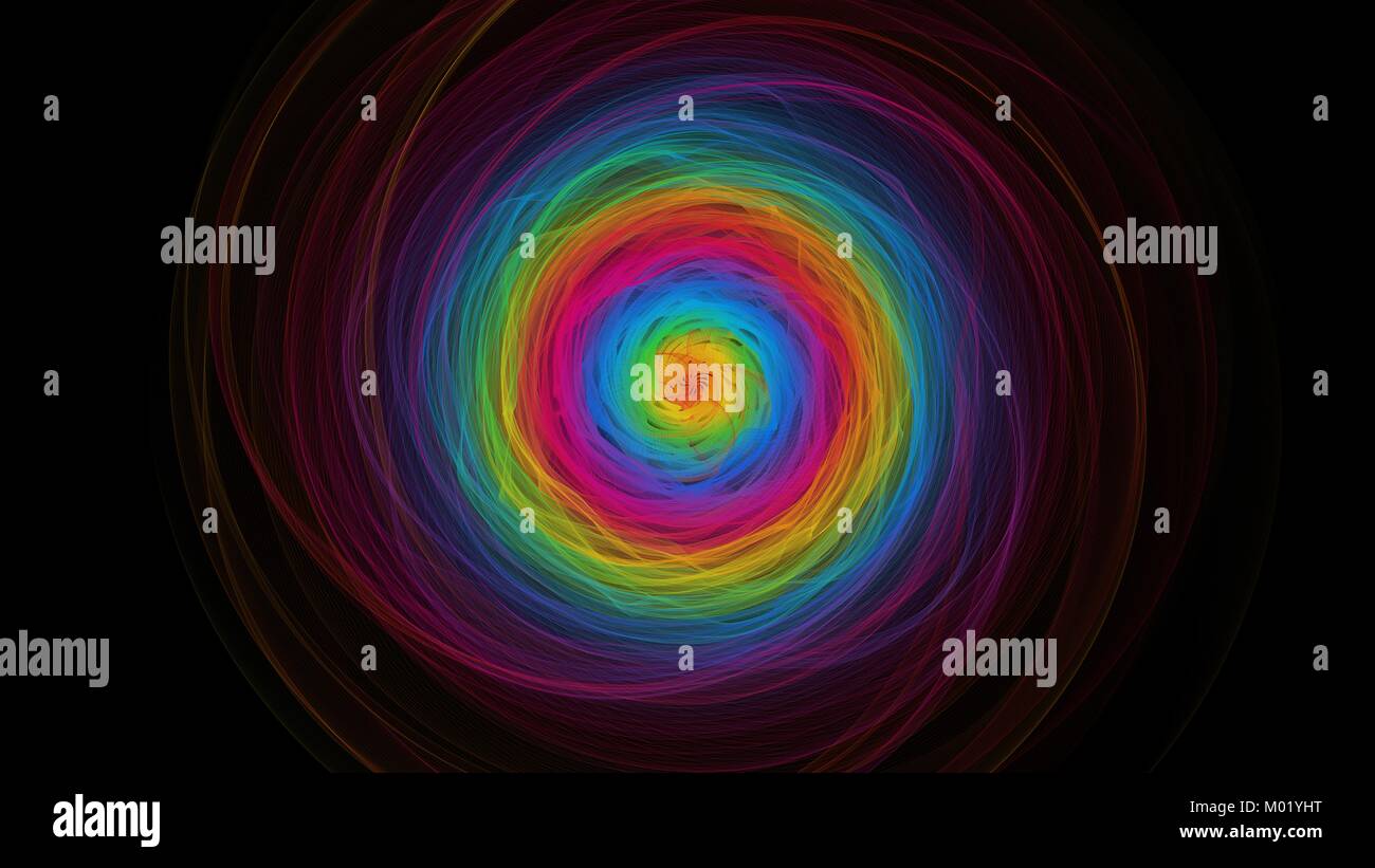 Colorful fusion spectrum circle on black background. Flame spiral ...