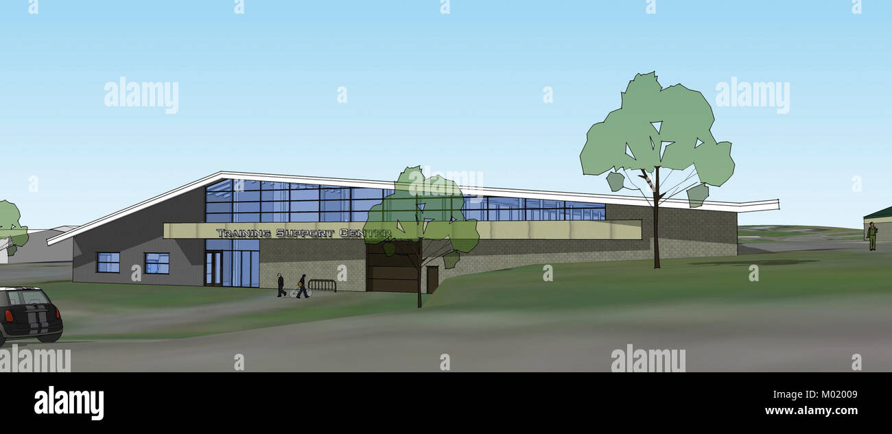 An architectural rendering of the new Training Support Center. The ...