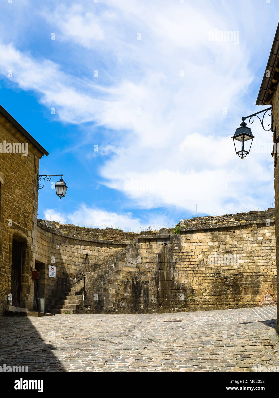 SEDAN, FRANCE - JUNE 30, 2010: inner yard of castle Chateau de Sedan in ...