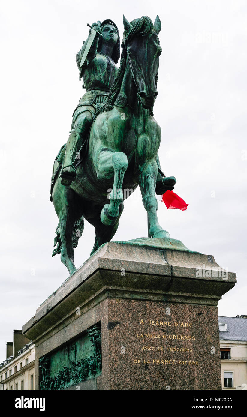 ORLEANS, FRANCE - JULY 9, 2010: monument of Jeanne d'Arc on square ...