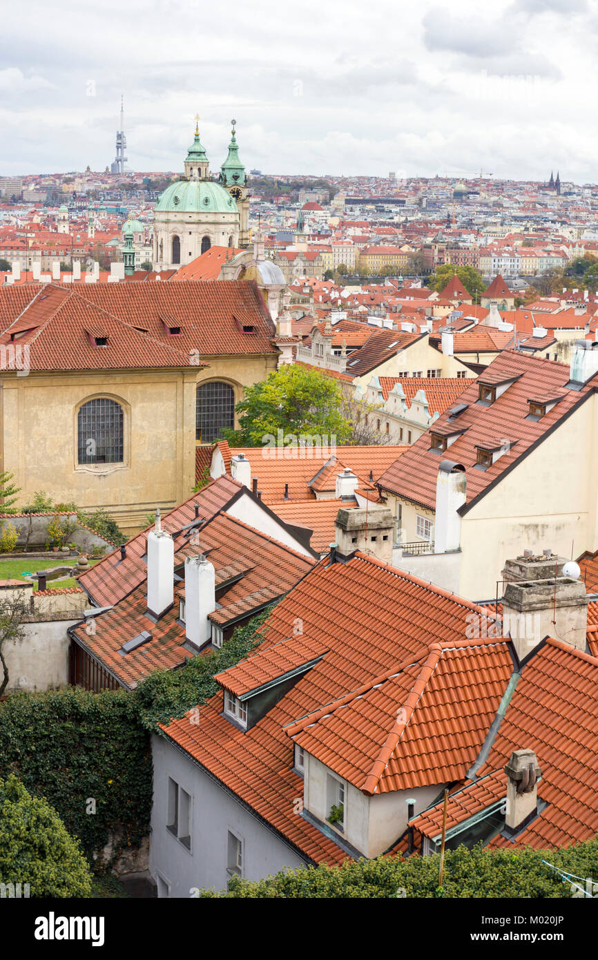 Cityscape of Prague with the famous red rooftops Stock Photo - Alamy