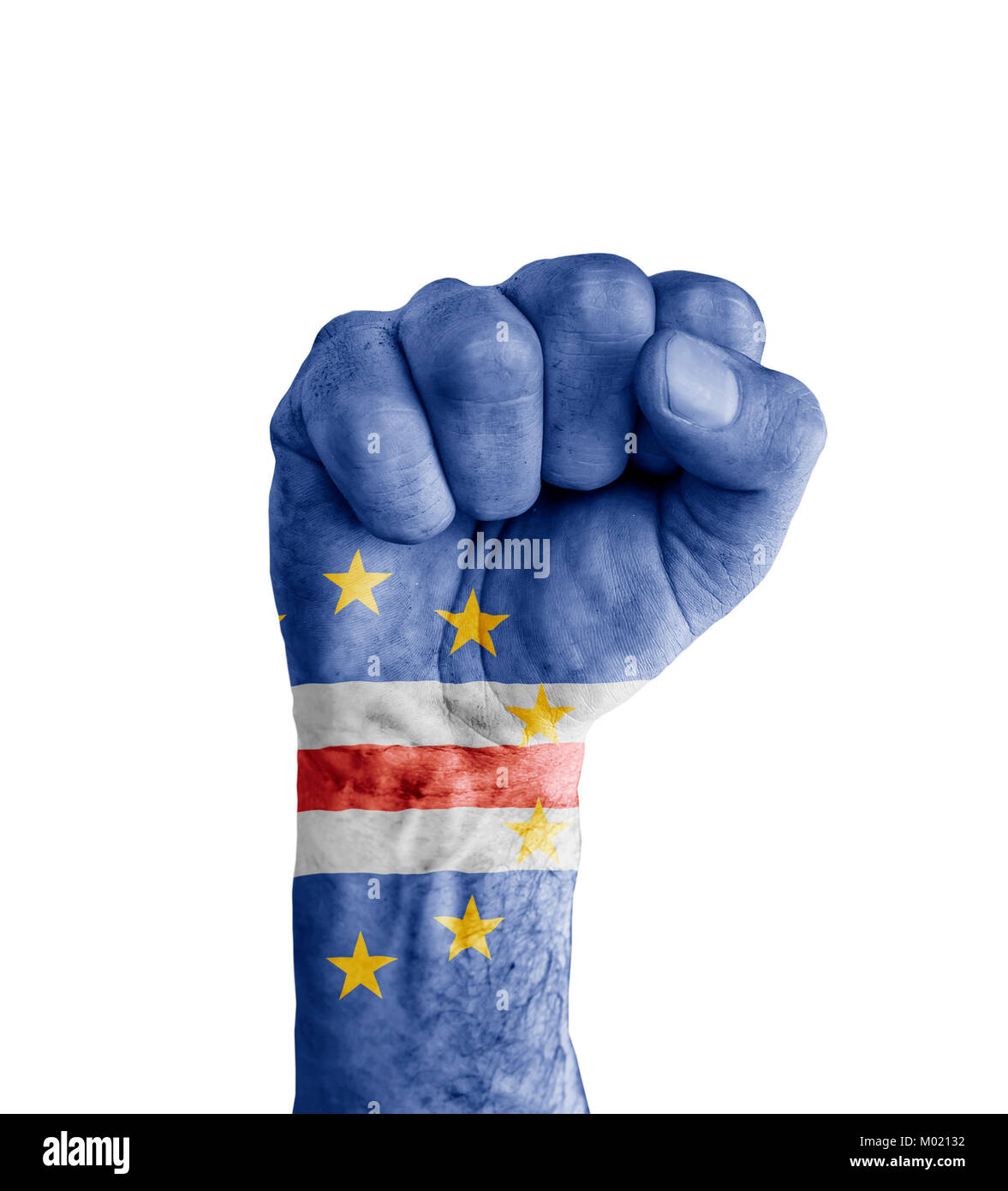Flag of Cape Verde painted on human fist like victory symbol Stock ...
