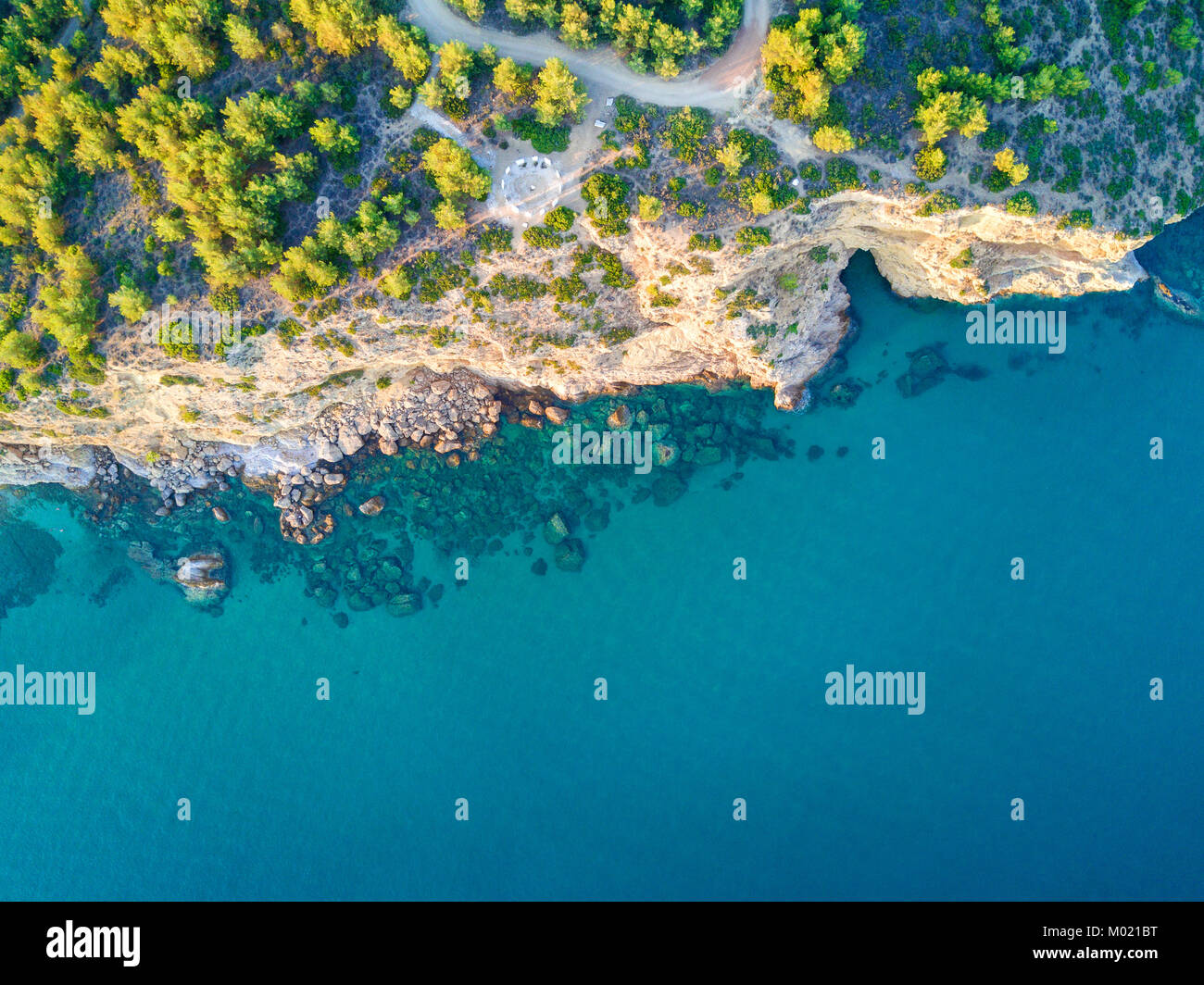 Mediterranean island seashore. Aerial view Stock Photo - Alamy