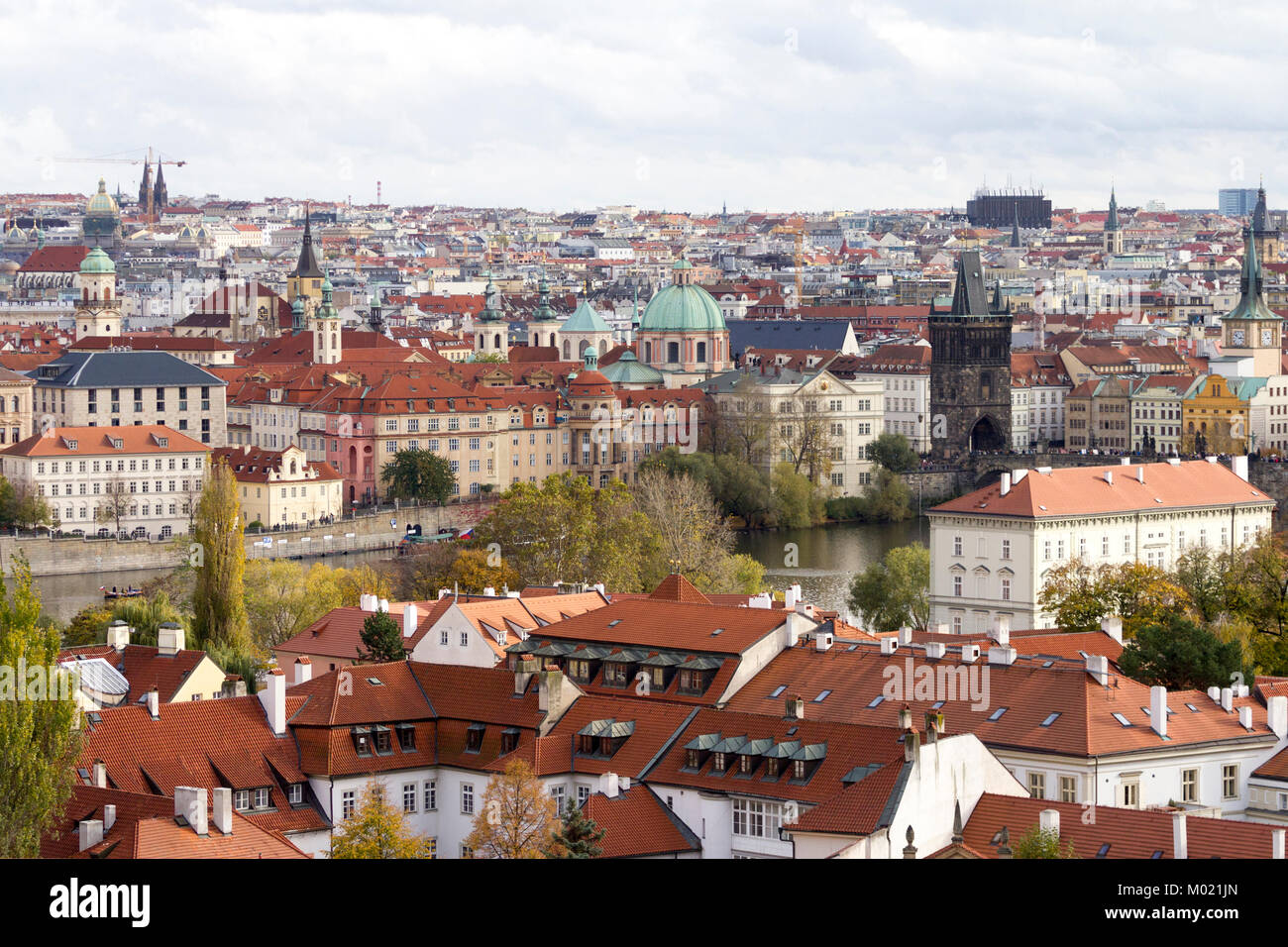 The famous red rooftops of Prague view from the castle hill Stock Photo ...
