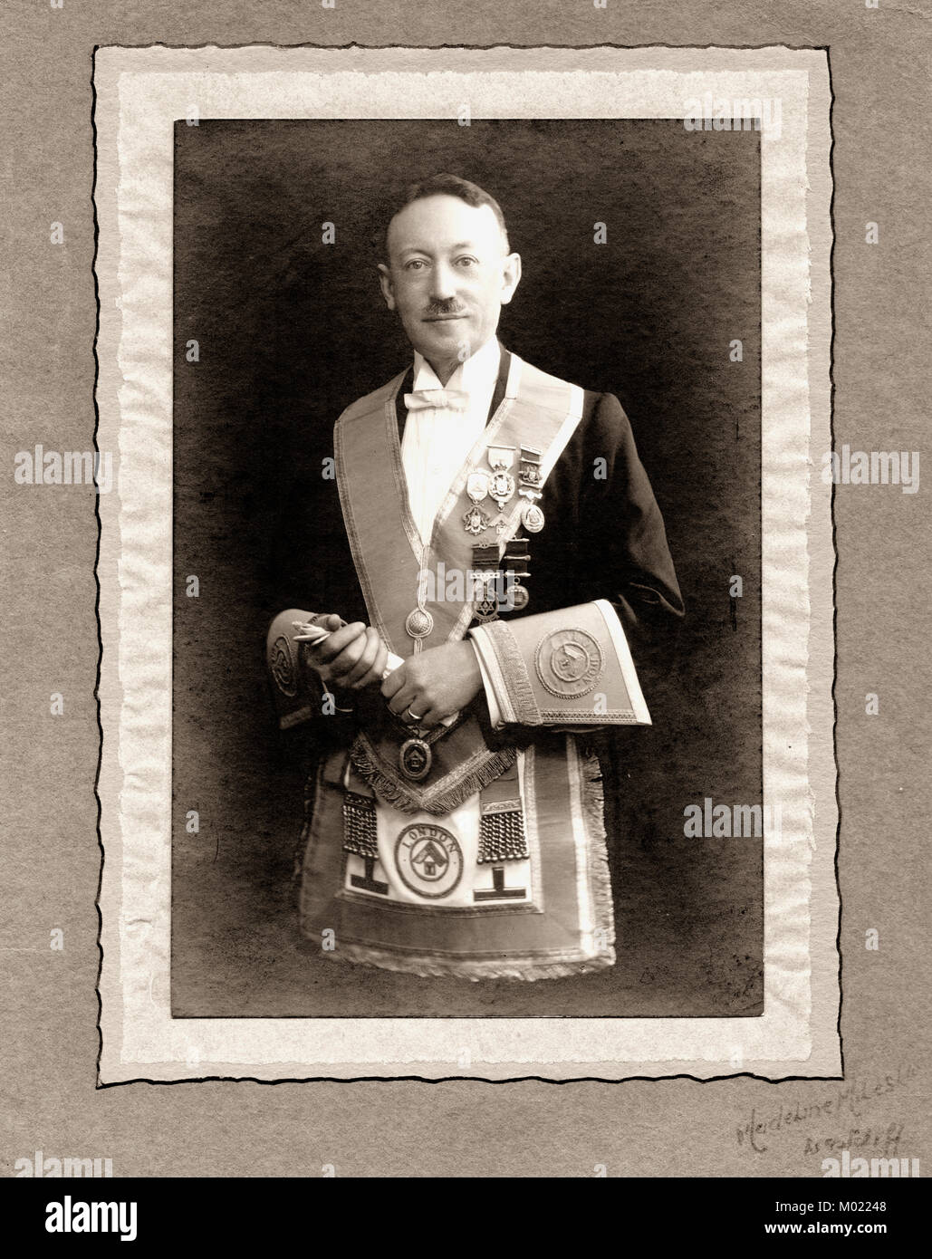 William Jupp Perrett, in the regalia of the Masons, circa 1928 ...