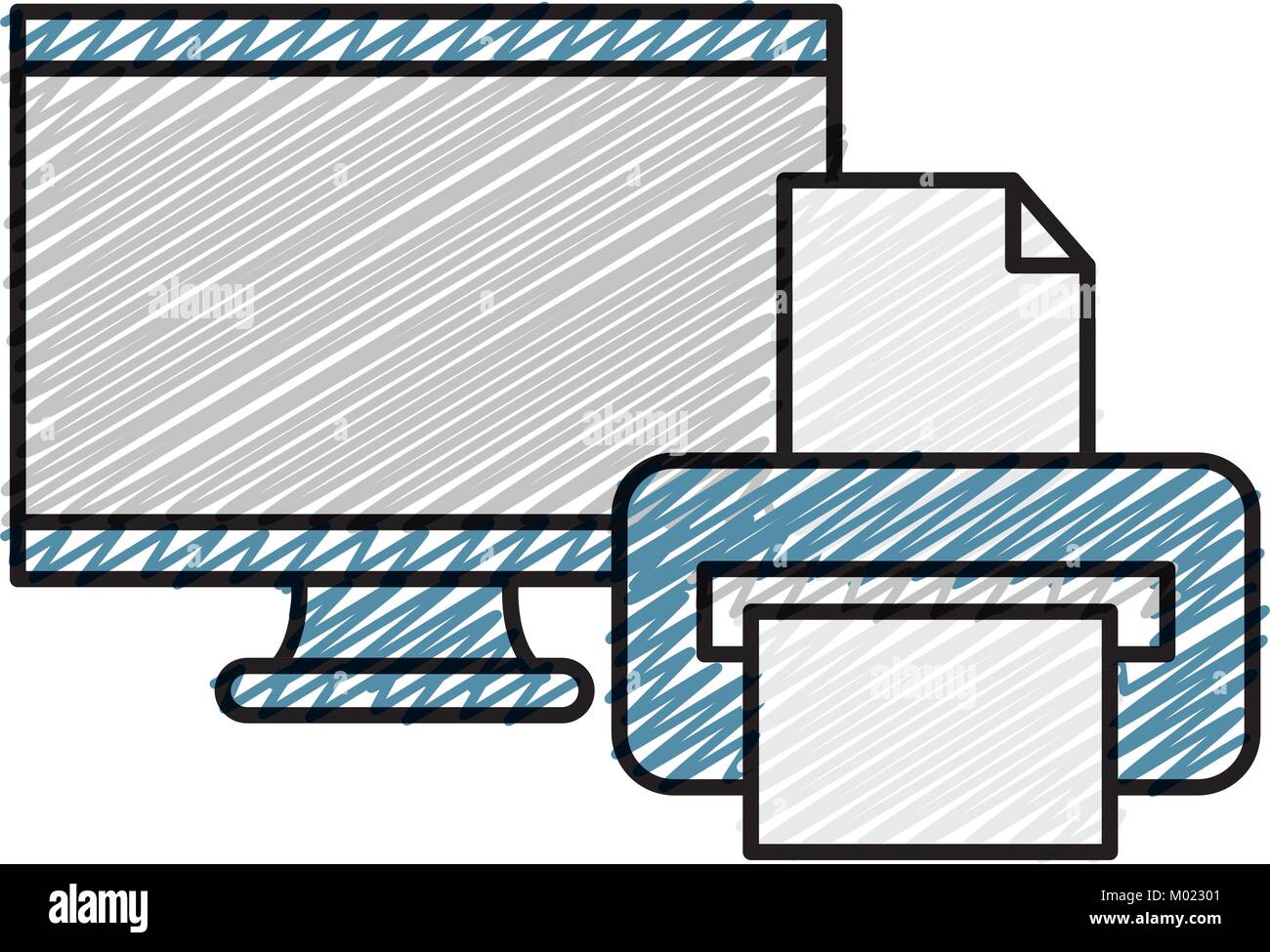 monitor computer with printer Stock Vector Image & Art - Alamy
