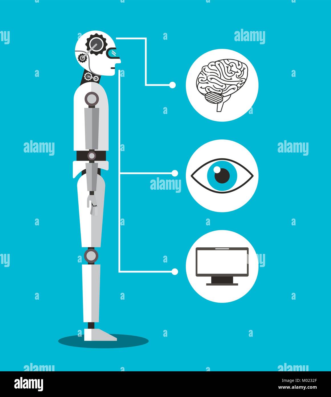 artificial intelligence humanoid robot vision think data Stock Vector ...