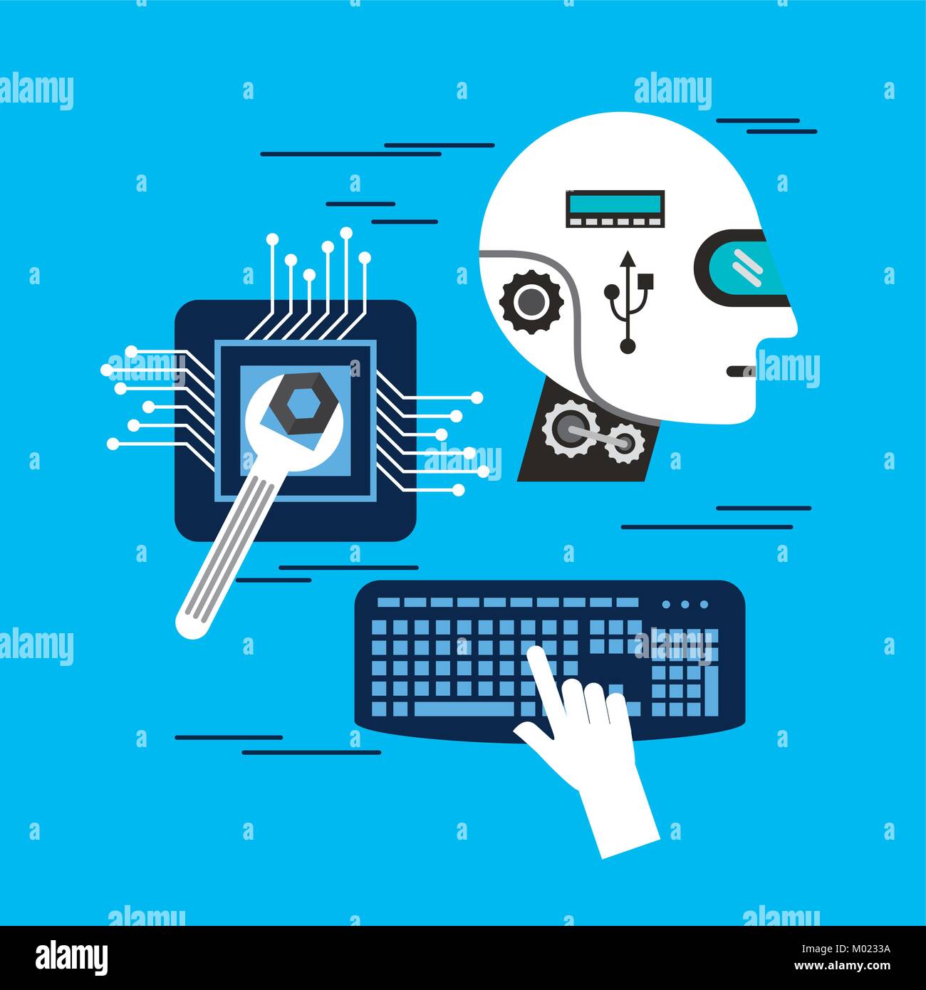 head robot intelligence board circuit keyboard repair Stock Vector ...