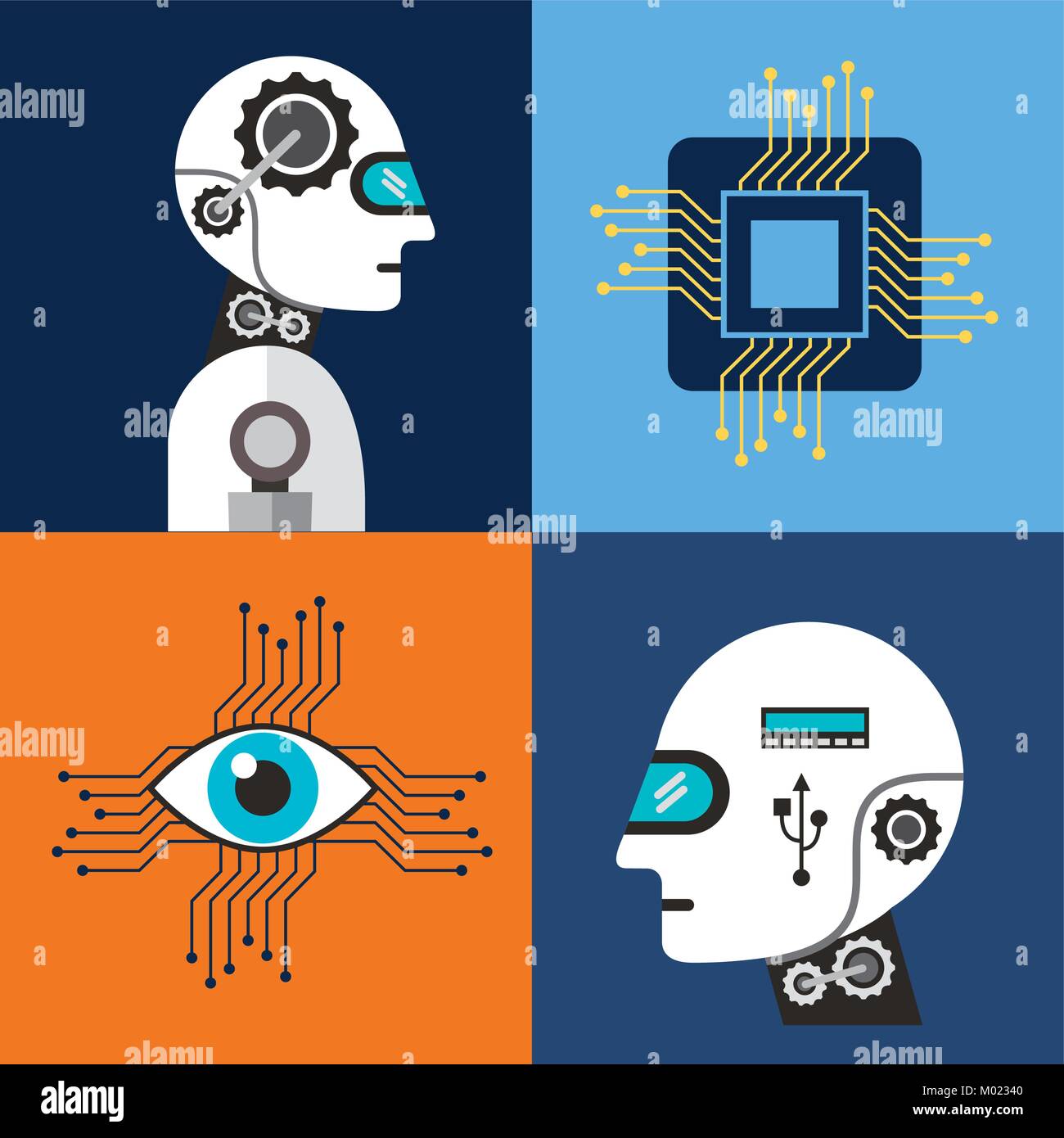 artificial intelligence icons set technology Stock Vector Image & Art ...