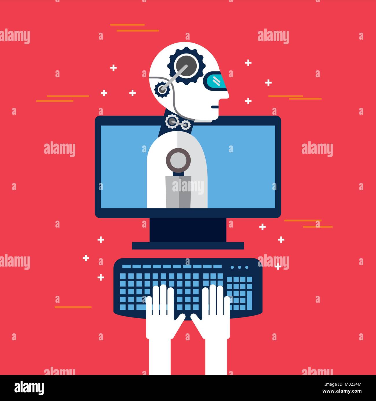 hands engineer keyboard robot artificial intelligence Stock Vector Image & Art - Alamy