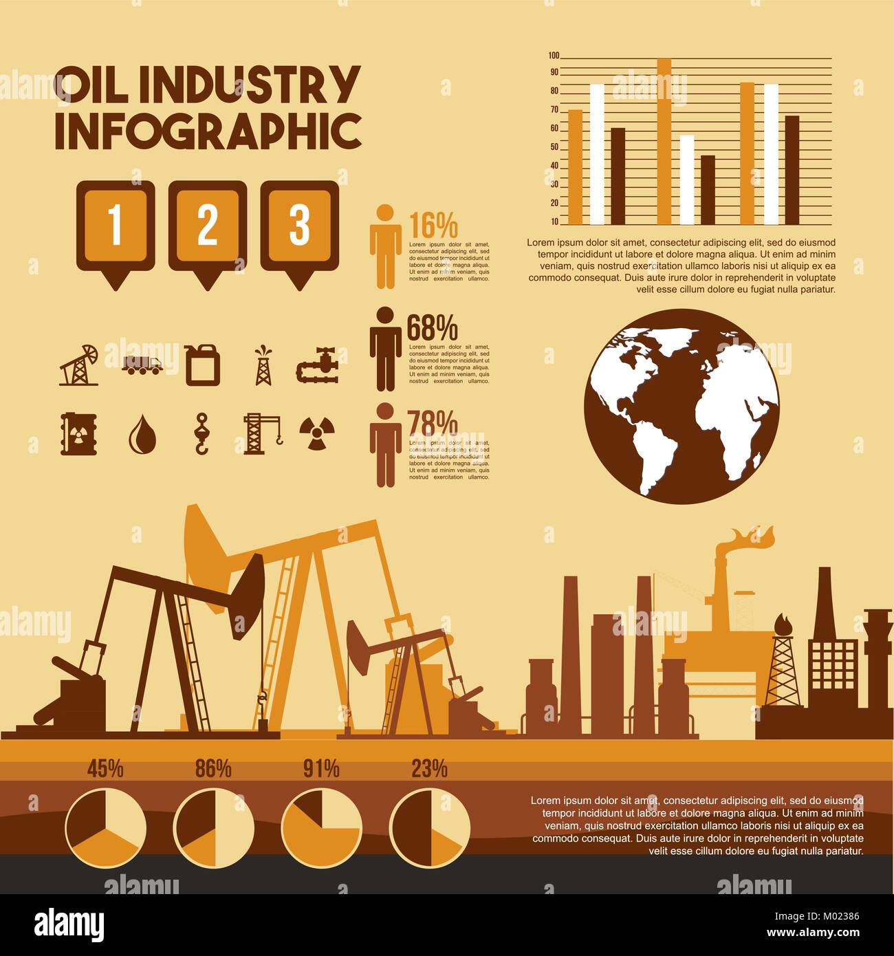 oil industry infographic process factory steps graphs Stock Vector ...