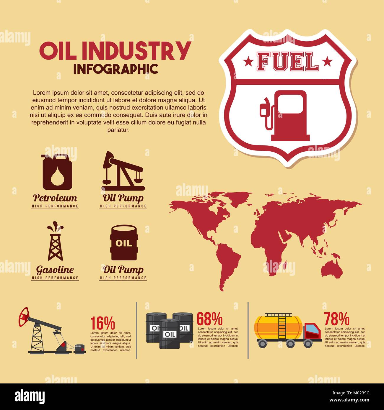 oil industry infographic fuel percent production commerce Stock Vector ...