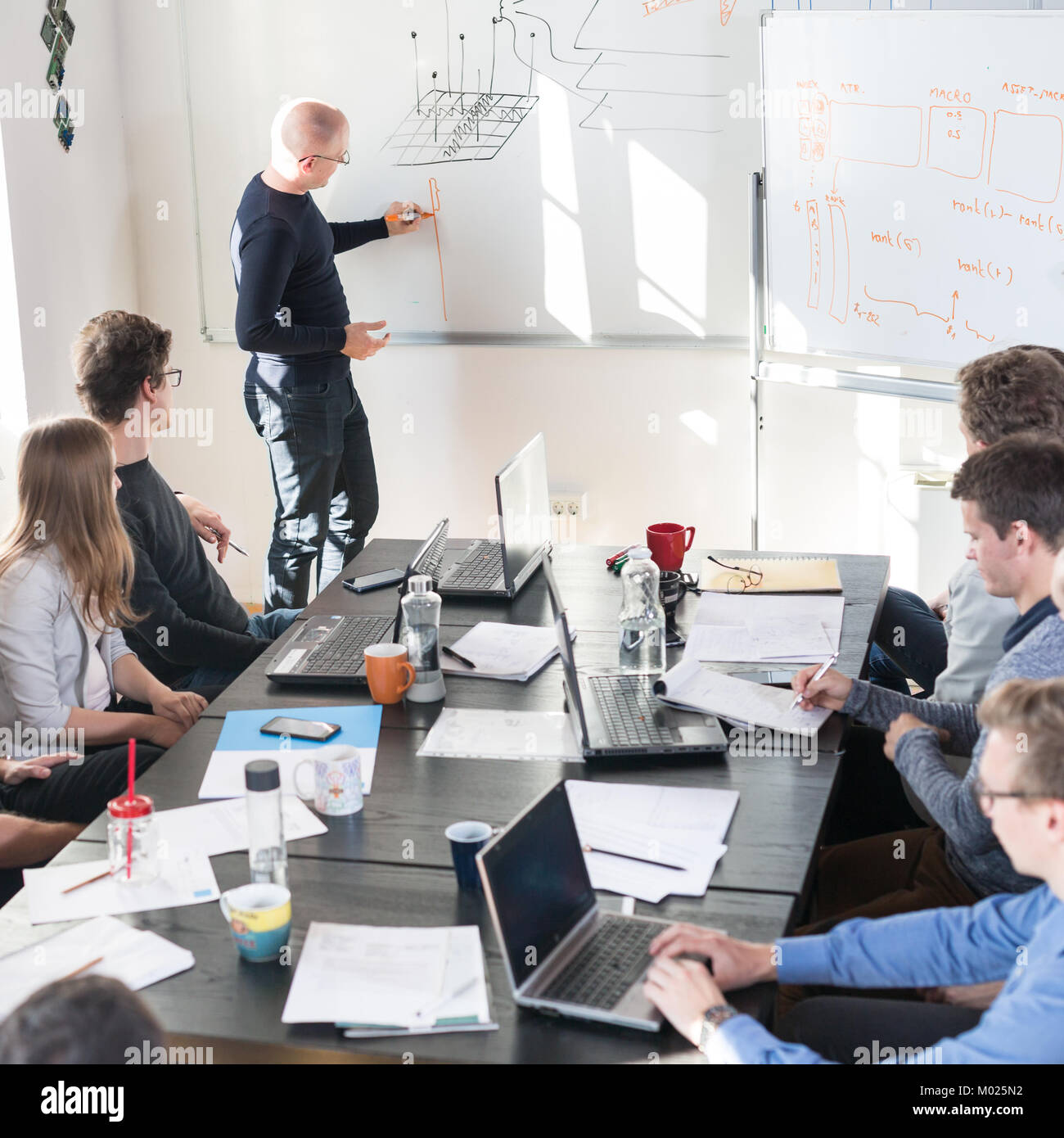 Relaxed informal IT business startup company team meeting Stock Photo ...